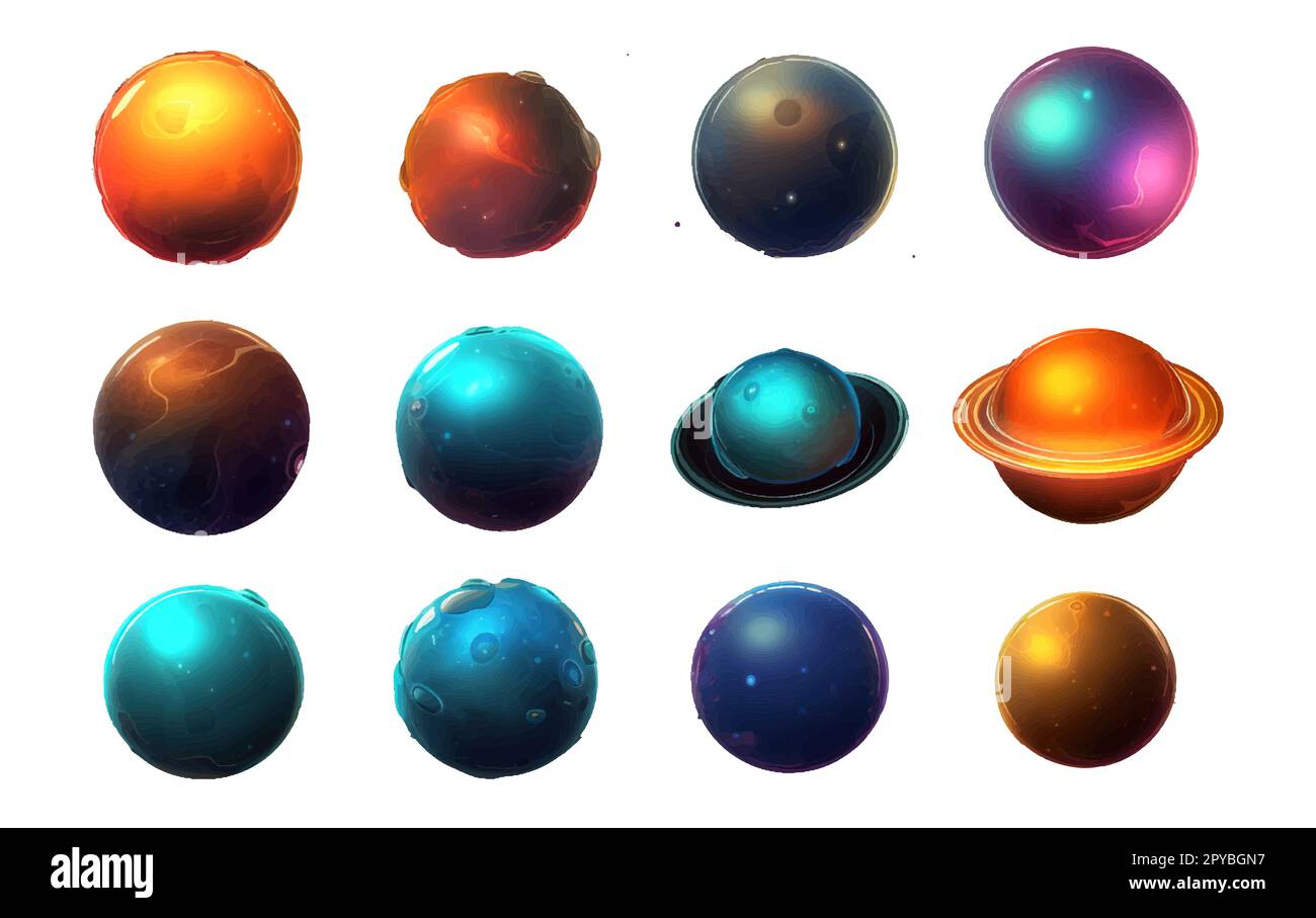 ui set vector illustration of unknown planets ,sphere and ball isolated ...