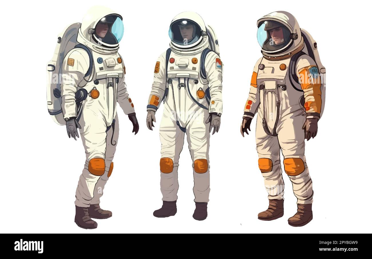 ui set vector illustration of spaceman cosmonaut suit isolated on white ...