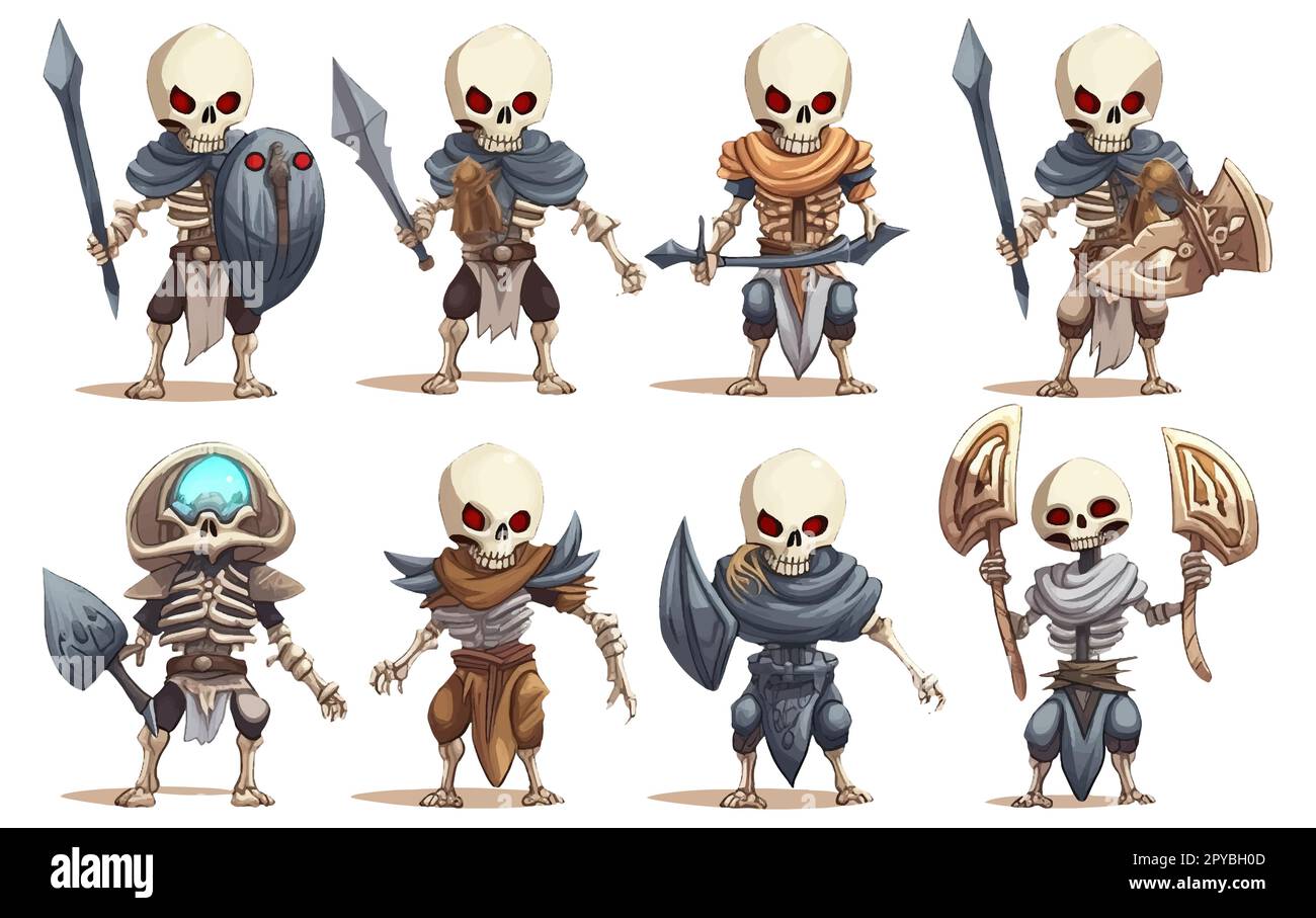 ui set vector illustration of warrior skeleton with arrow isolated on ...