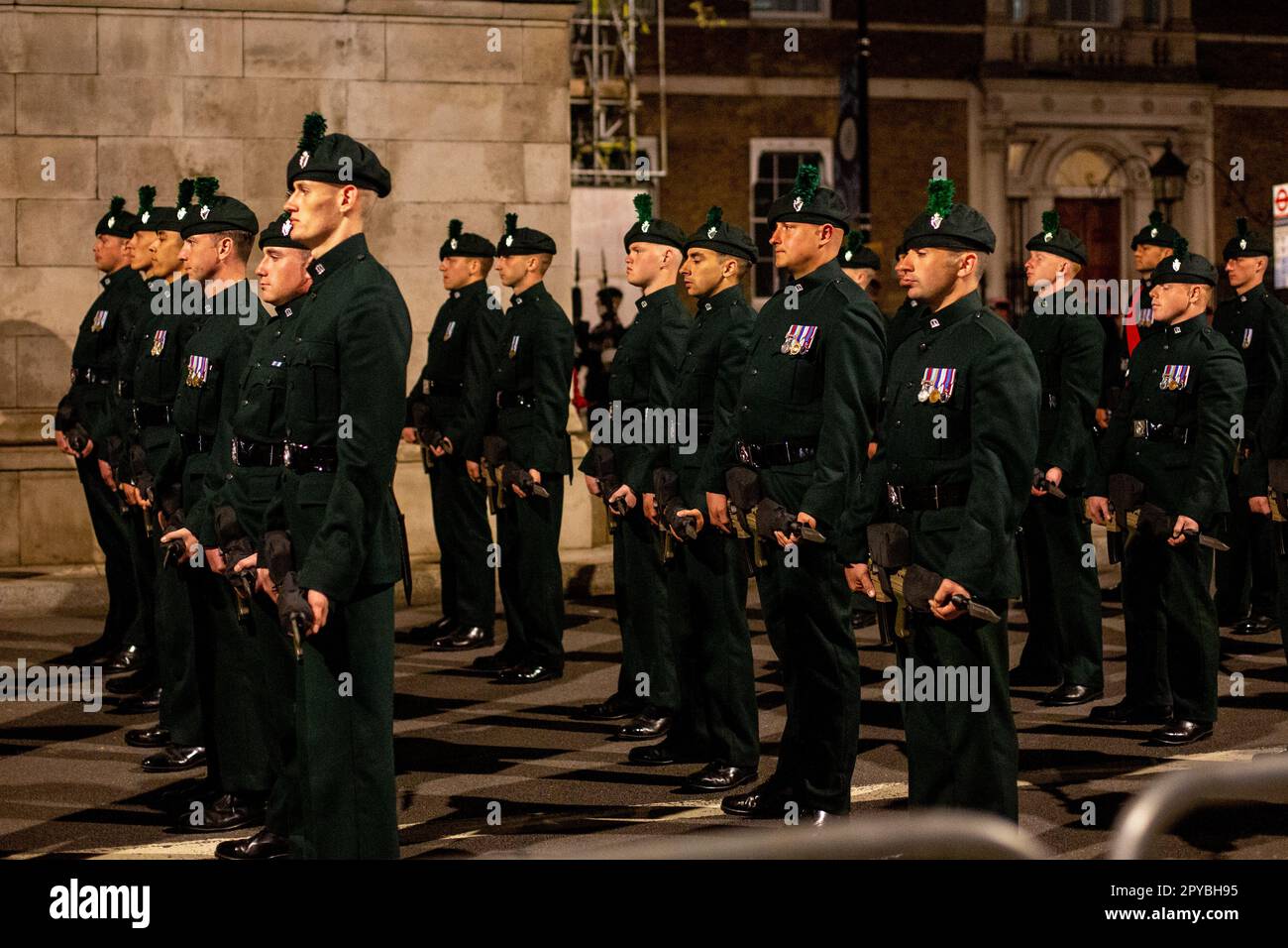 London, UK, 3rd May 2023, Night time Coronation rehearsal - Whitehall ...
