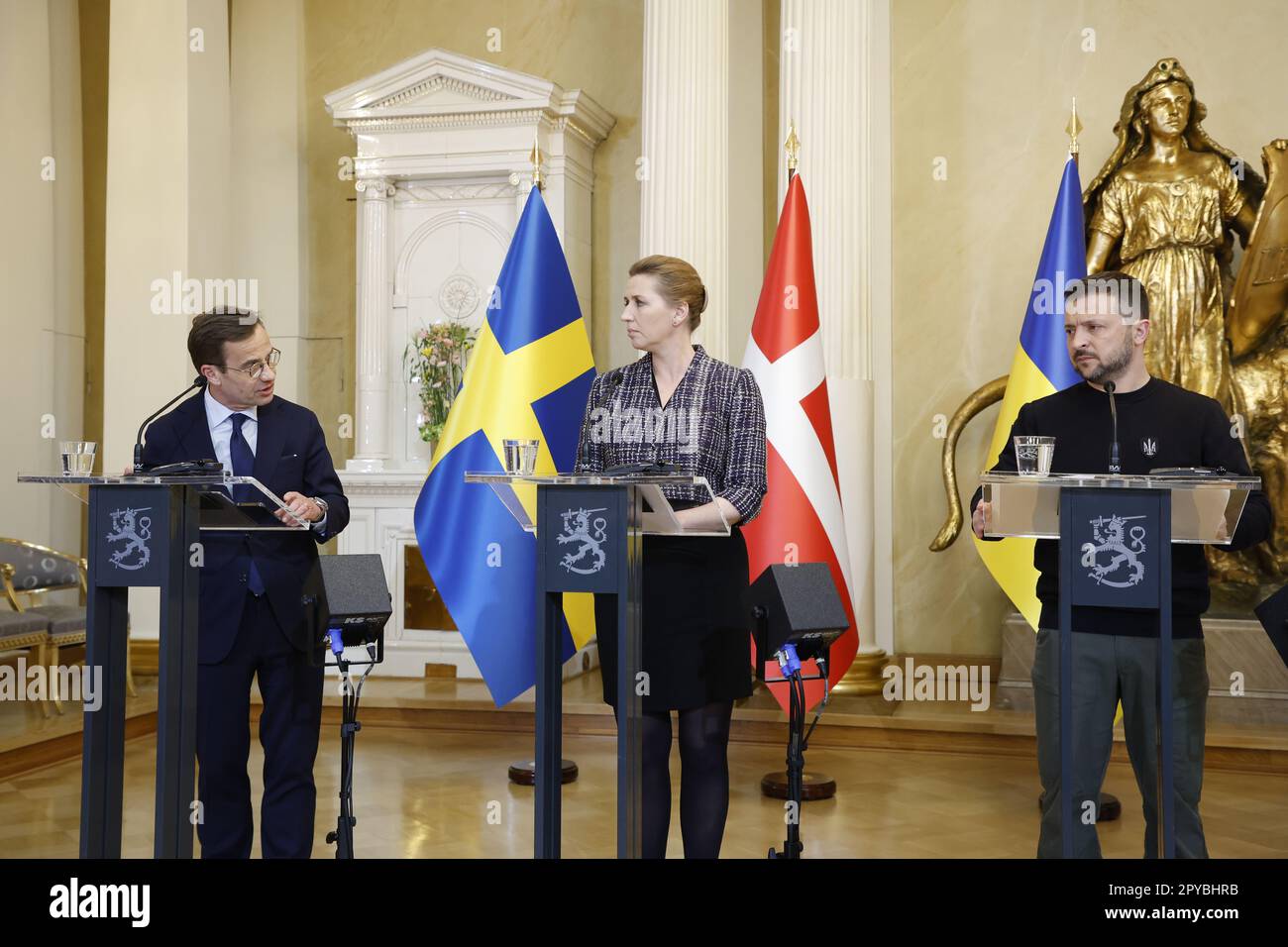 Helsingfors, Finland. 03rd May, 2023. HELSINKI 20230503(L-R) Sweden's Prime Minister Ulf ...