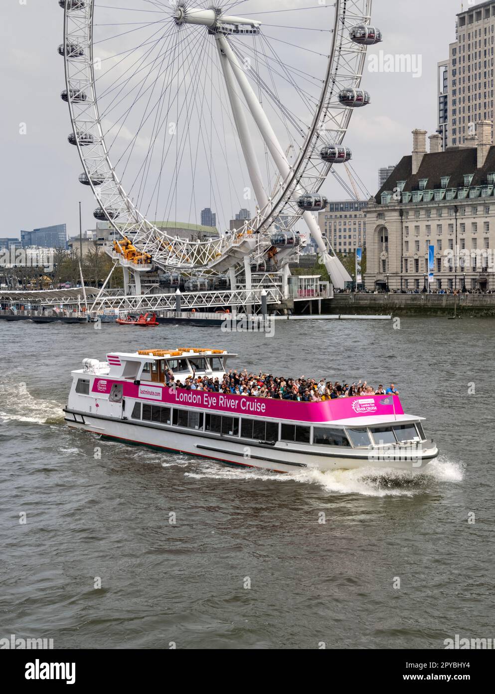 London Eye River Cruise Pleasure Boat with London Eye in the background ...
