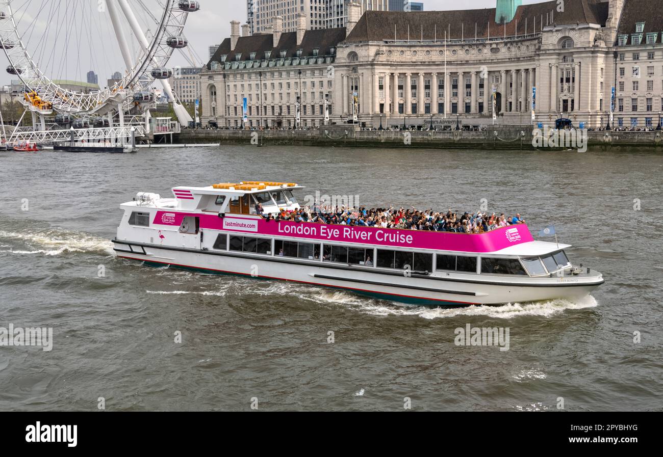 London Eye River Cruise Pleasure Boat with London Eye in the background ...