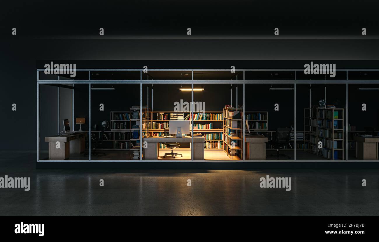 3d render of an illuminated office Stock Photo - Alamy