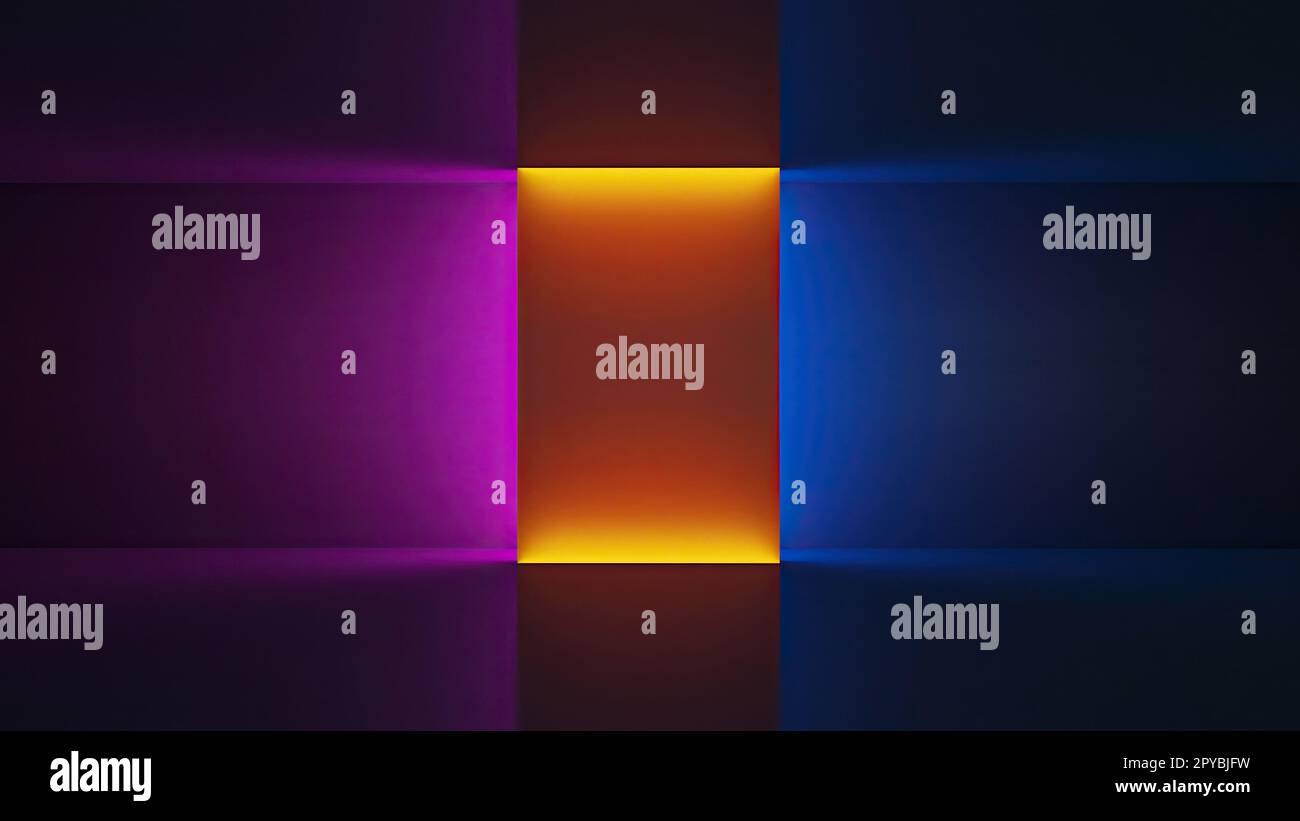 Night club interior neon lights. 3d render for laser show. Fluorescent ...