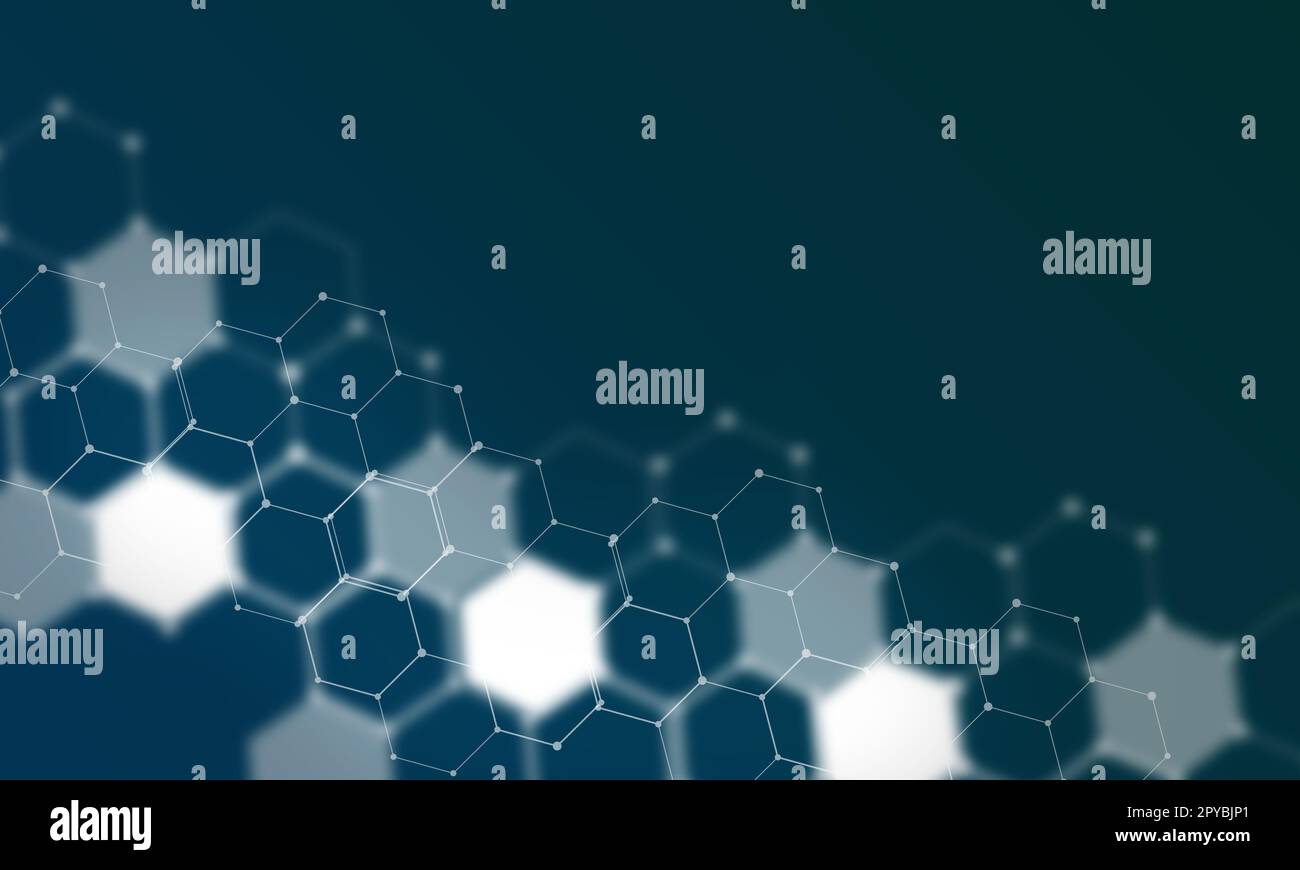 Technology background concept, Abstract connected line dots network on bright blue blurred ...