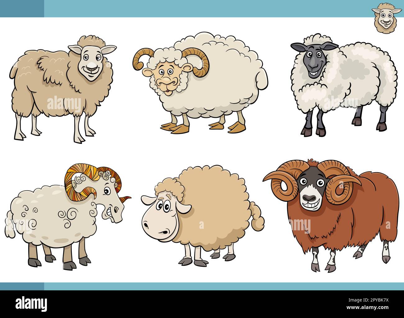 Cartoon illustration of sheep farm animals comic characters set Stock ...
