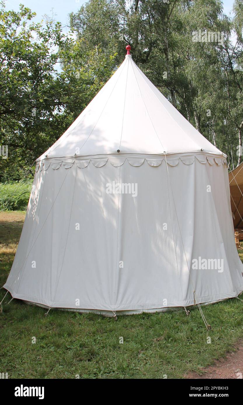 A Replica of a Medieval White Camping Tent Stock Photo - Alamy
