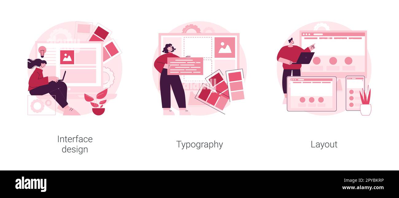 UI design abstract concept vector illustration set. Interface design, typography and layout ...