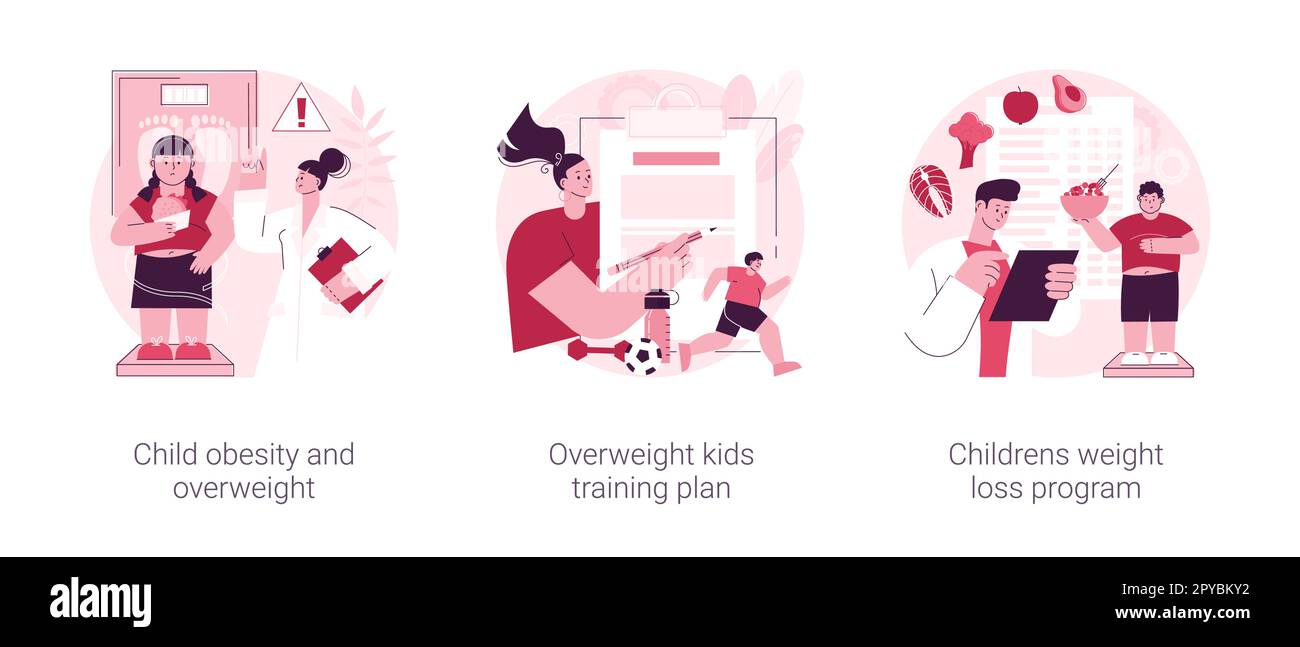 Children eating disorder abstract concept vector illustration set ...