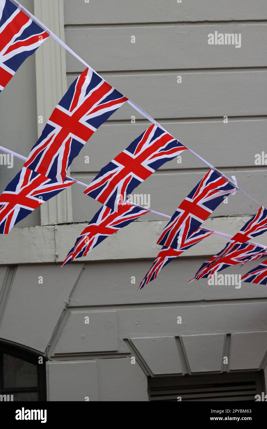 String of union jack flags hi-res stock photography and images - Alamy