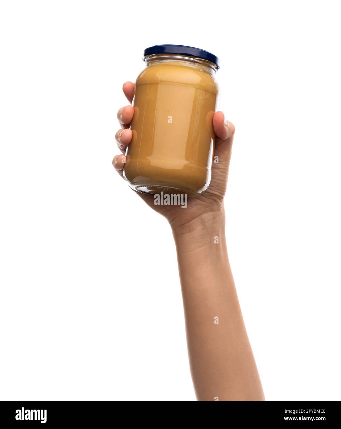 hand holding jar with peanut butter Stock Photo - Alamy