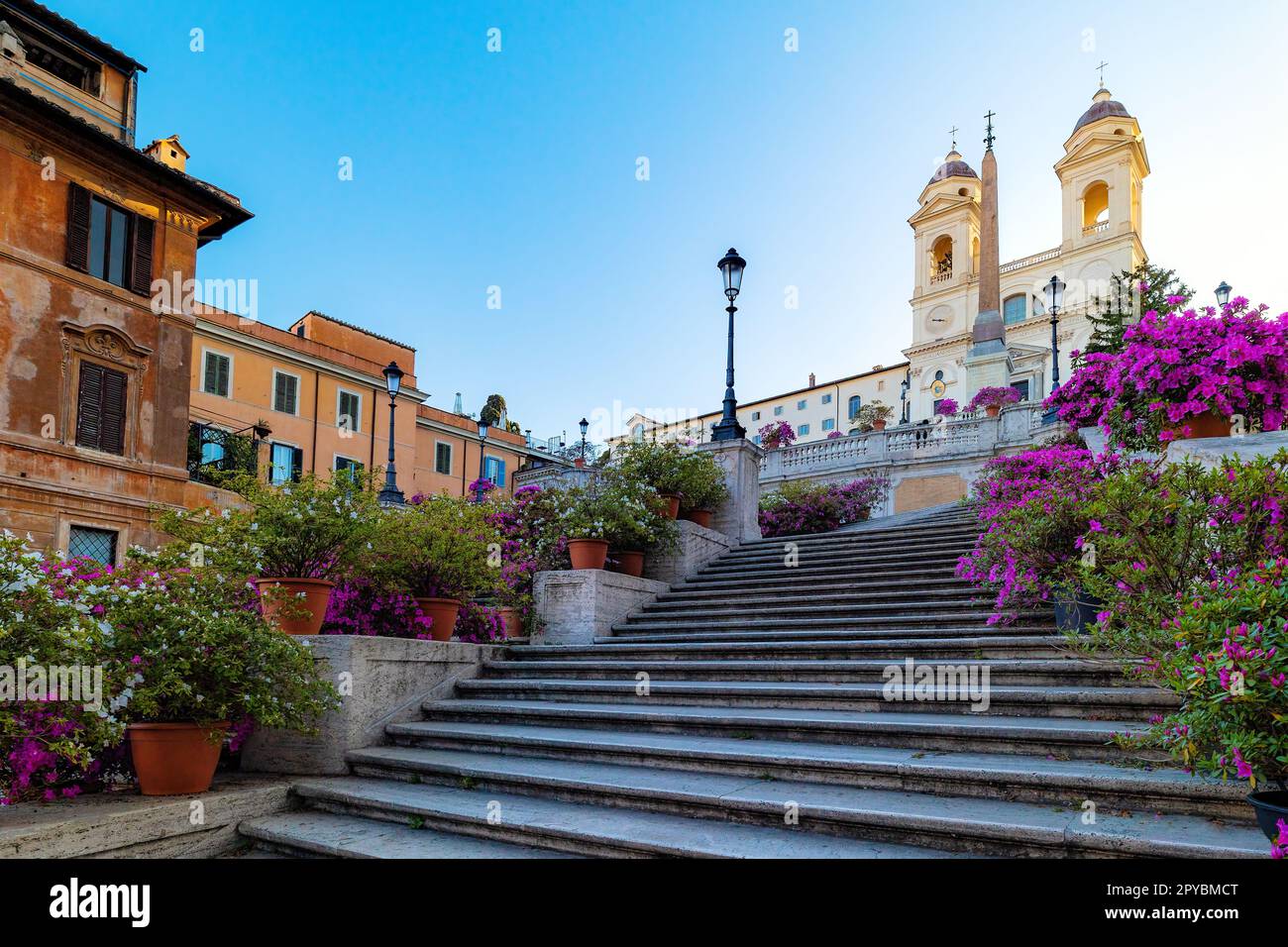 Spanish Steps in the morning with azaleas. Spanish Steps is a famous ...