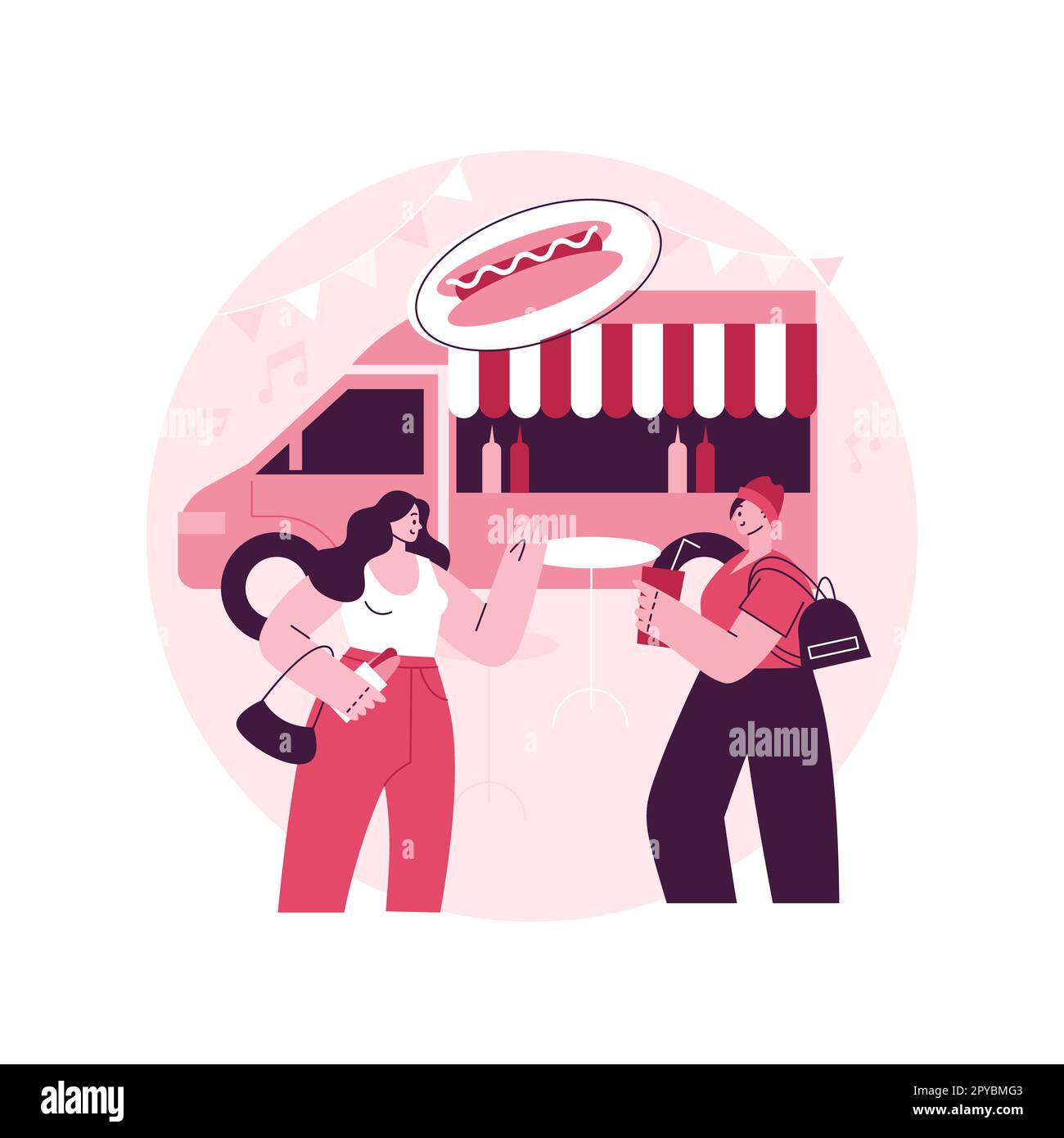 Street food festival abstract concept vector illustration. Food truck ...