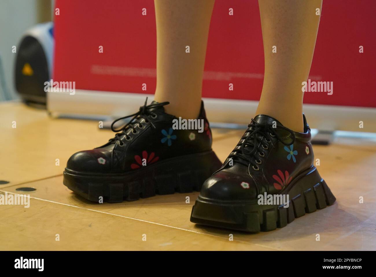 The platform shoes of Deputy leader Angela Rayner during a visit to ...