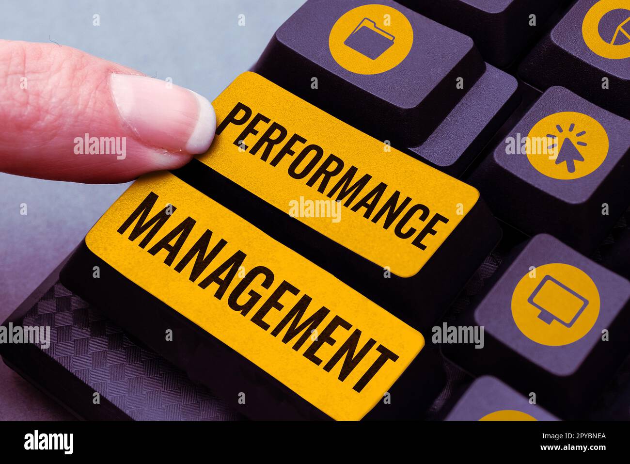 Text caption presenting Performance Management. Business approach ...