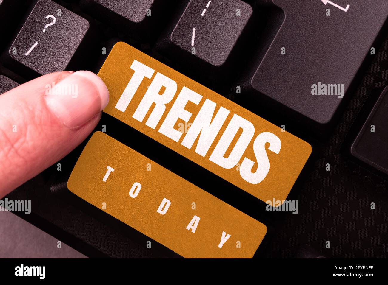 Text caption presenting Trends. Concept meaning general direction in ...