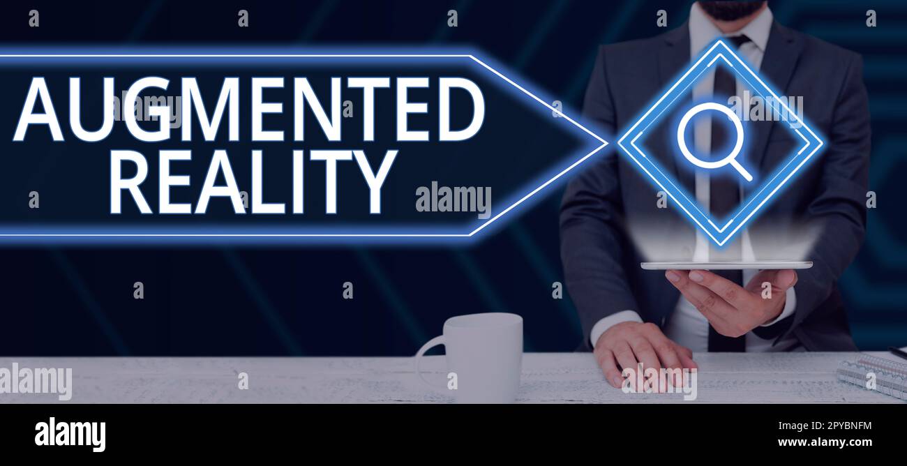 Sign displaying Augmented Reality. Word Written on technology that ...