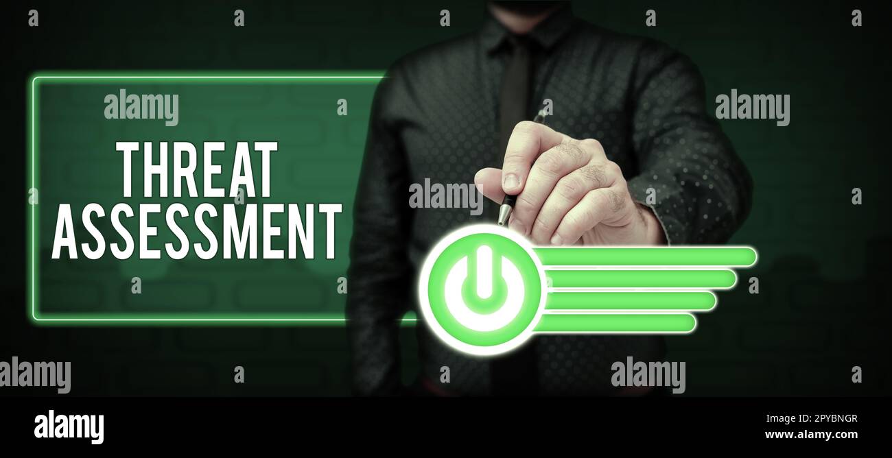 Text sign showing Threat Assessment. Word Written on determining the ...