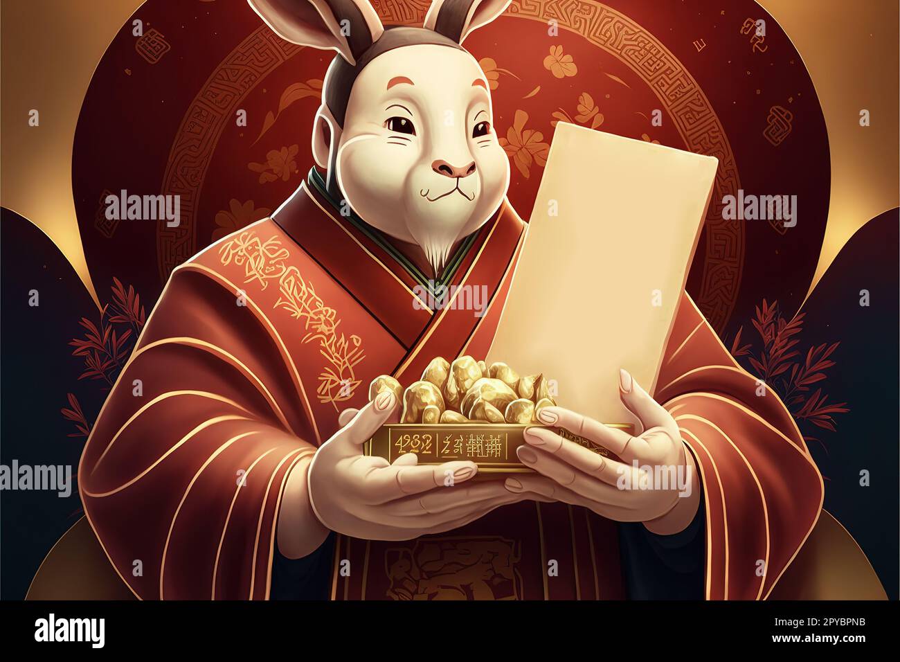 Chinese New Year 2023, Rabbit holds ingots in hand to wish everyone a ...