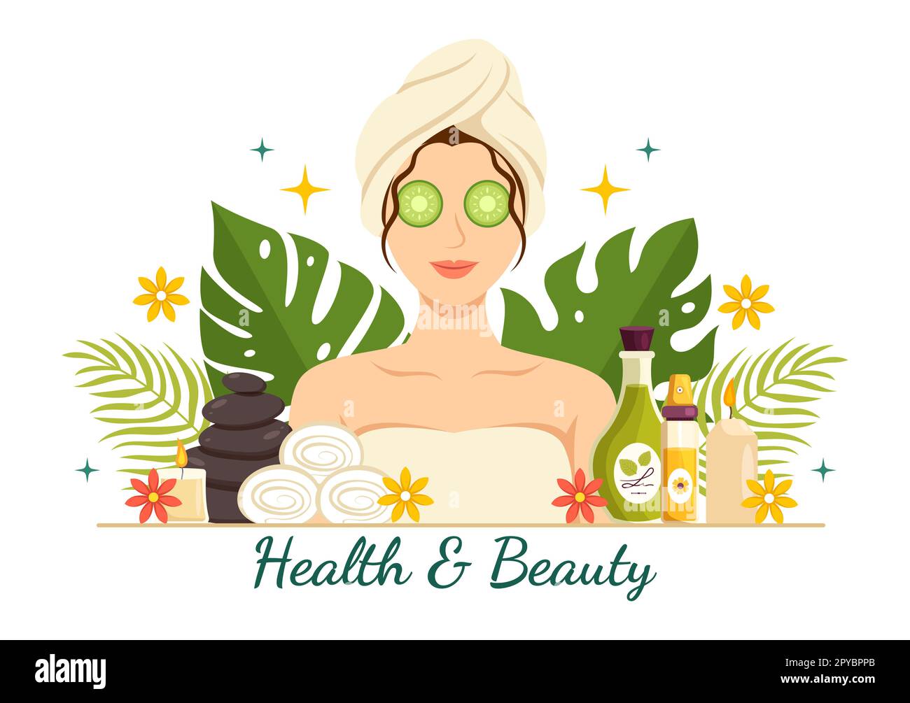 Beauty and Health Illustration with Natural Cosmetics and Eco Products ...