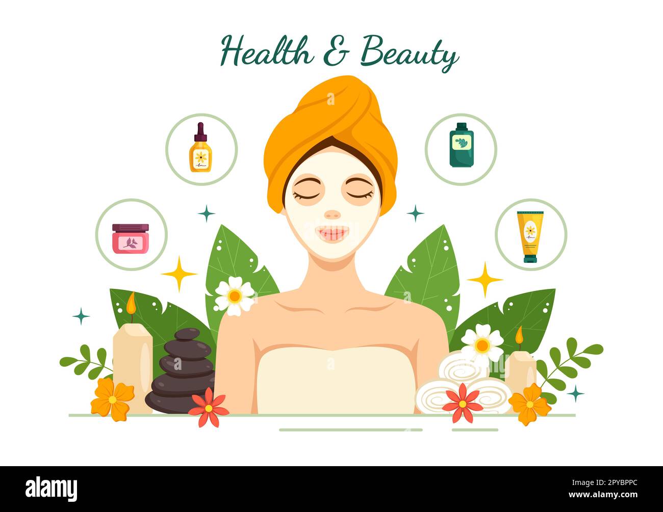 Beauty and Health Illustration with Natural Cosmetics and Eco Products ...