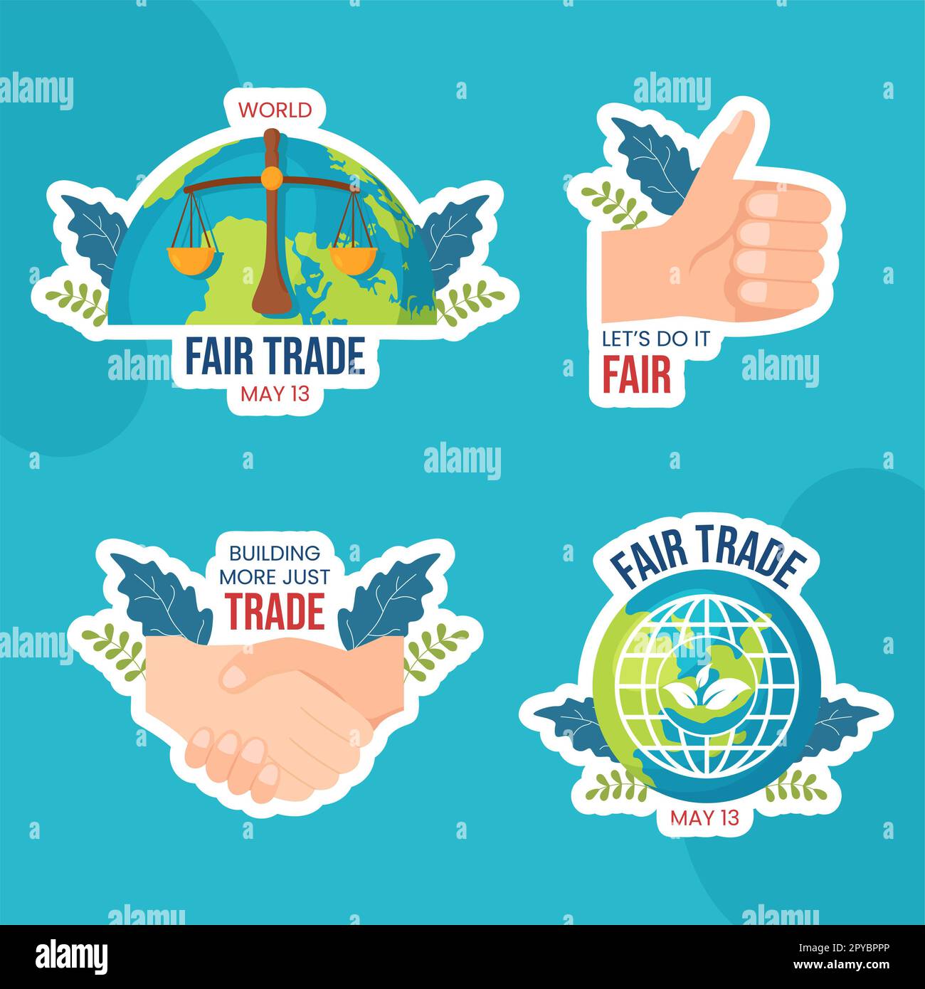 World Fair Trade Day Label Flat Cartoon Hand Drawn Templates Background ...