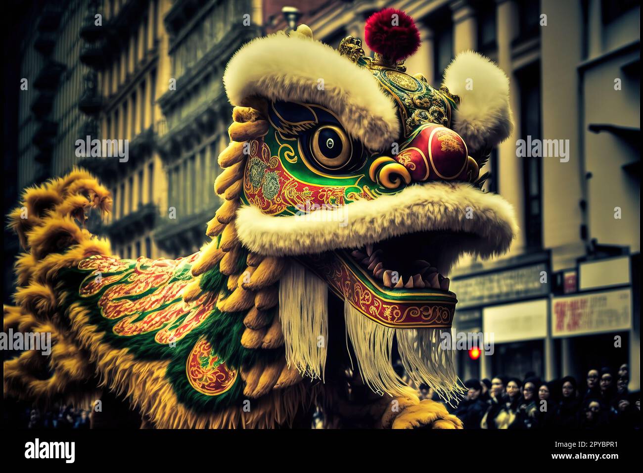 Chinese Lion dance in a Chinese new year's celebration Stock Photo - Alamy