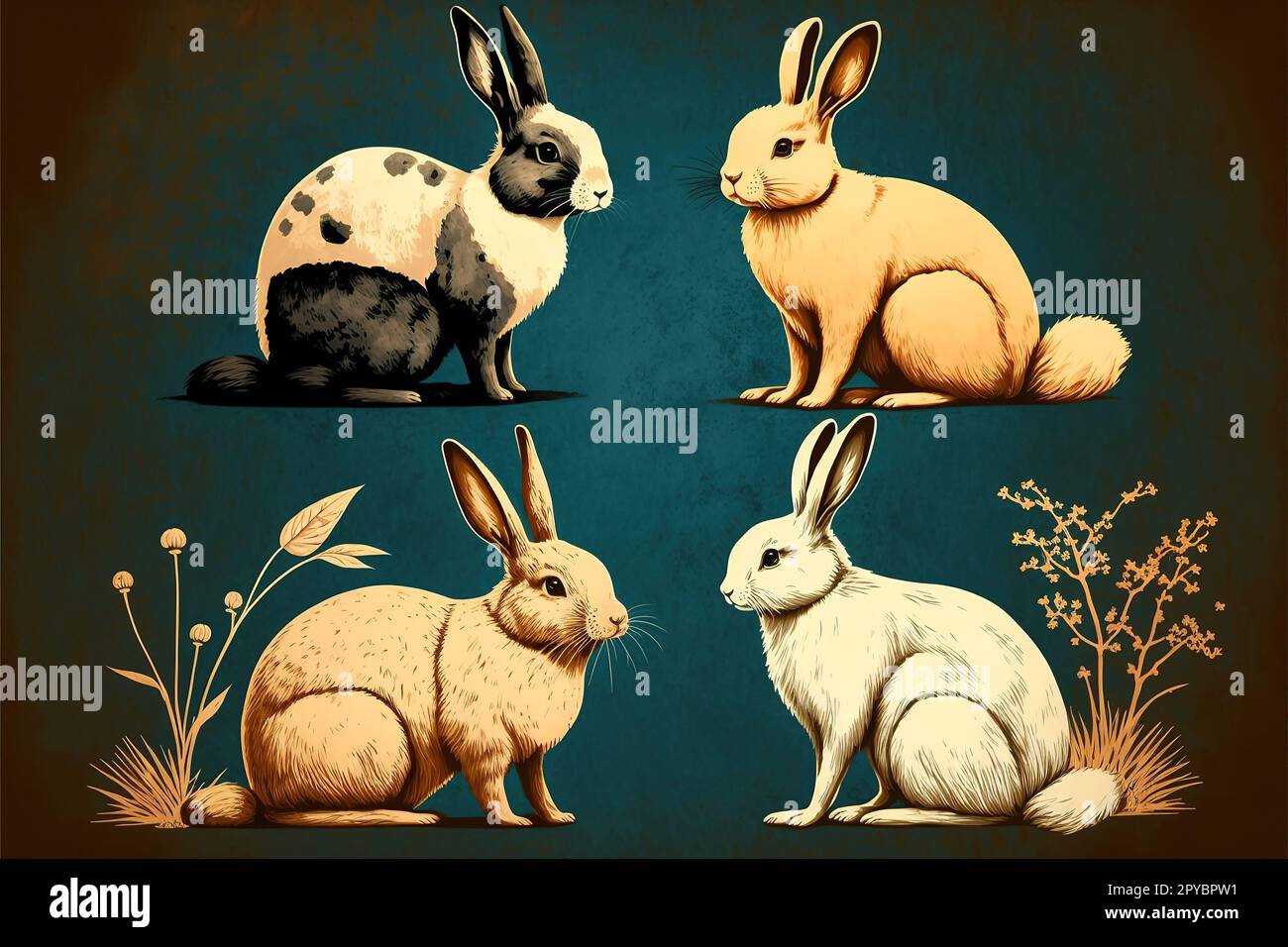 Set of rabbits hi-res stock photography and images - Alamy