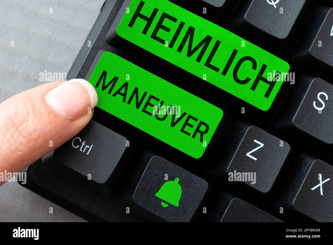 Text showing inspiration Heimlich Maneuver. Word Written on application ...