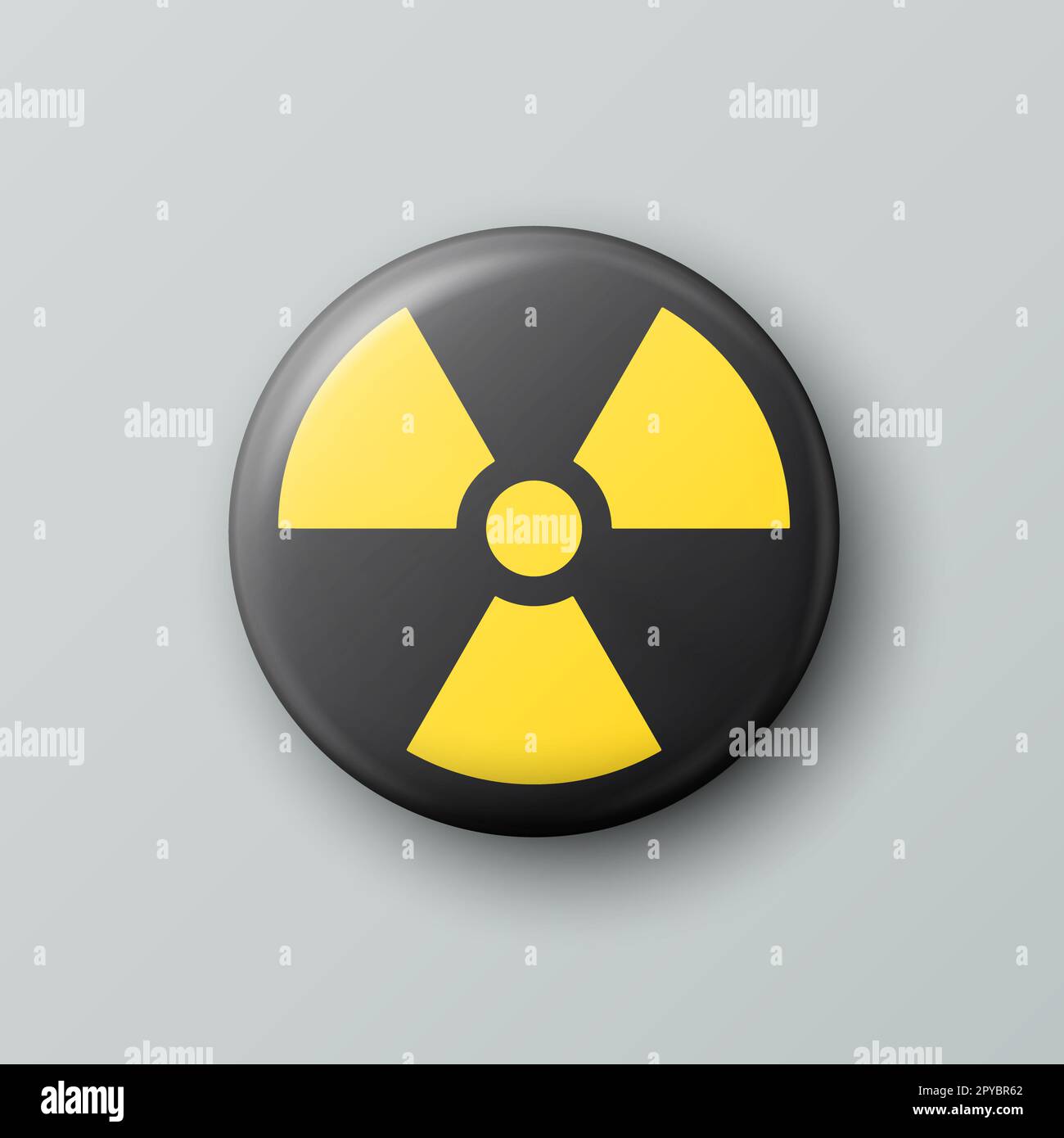 Vector 3d Realistic Round Yellow and Black Warning, Danger Nuclear ...