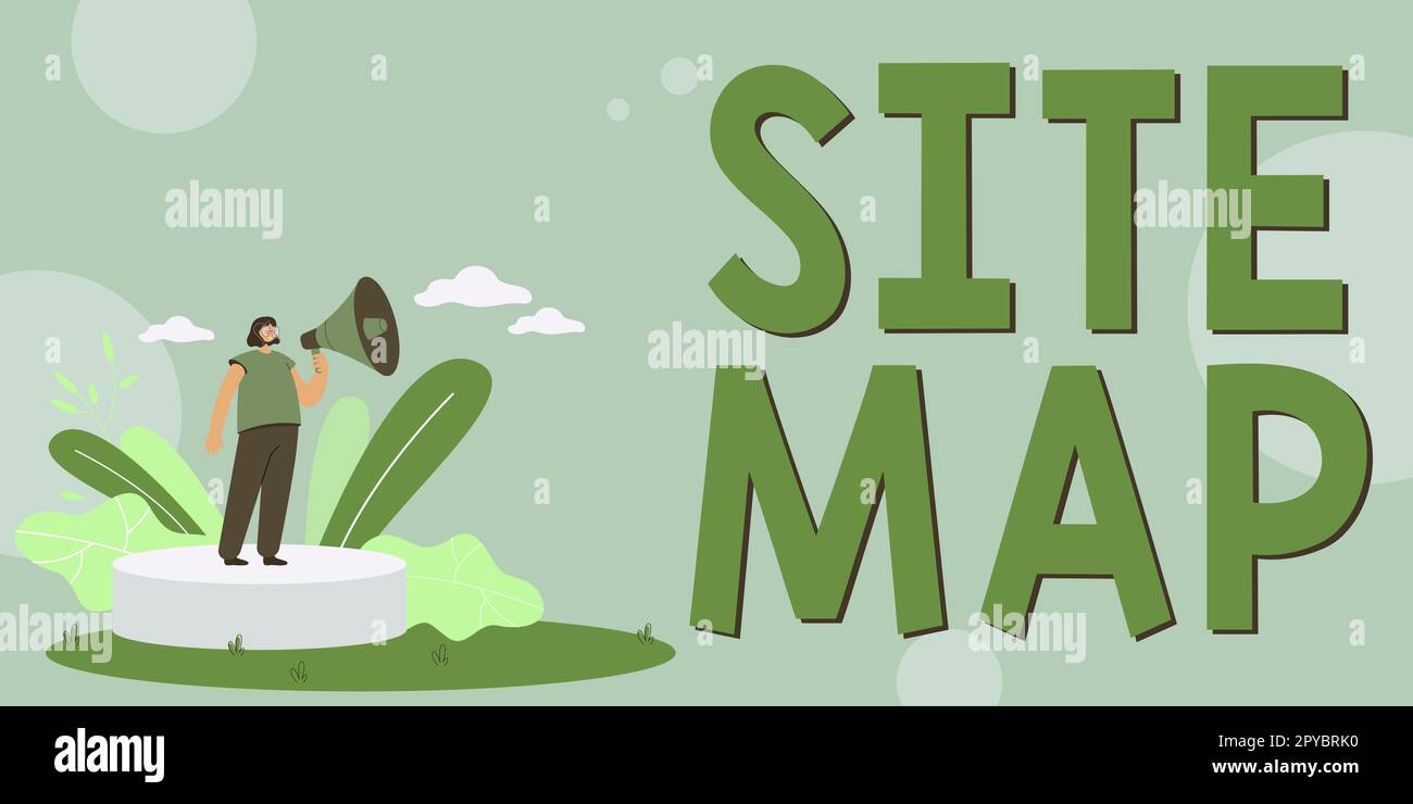 Text sign showing Site Map. Business overview designed to help both ...