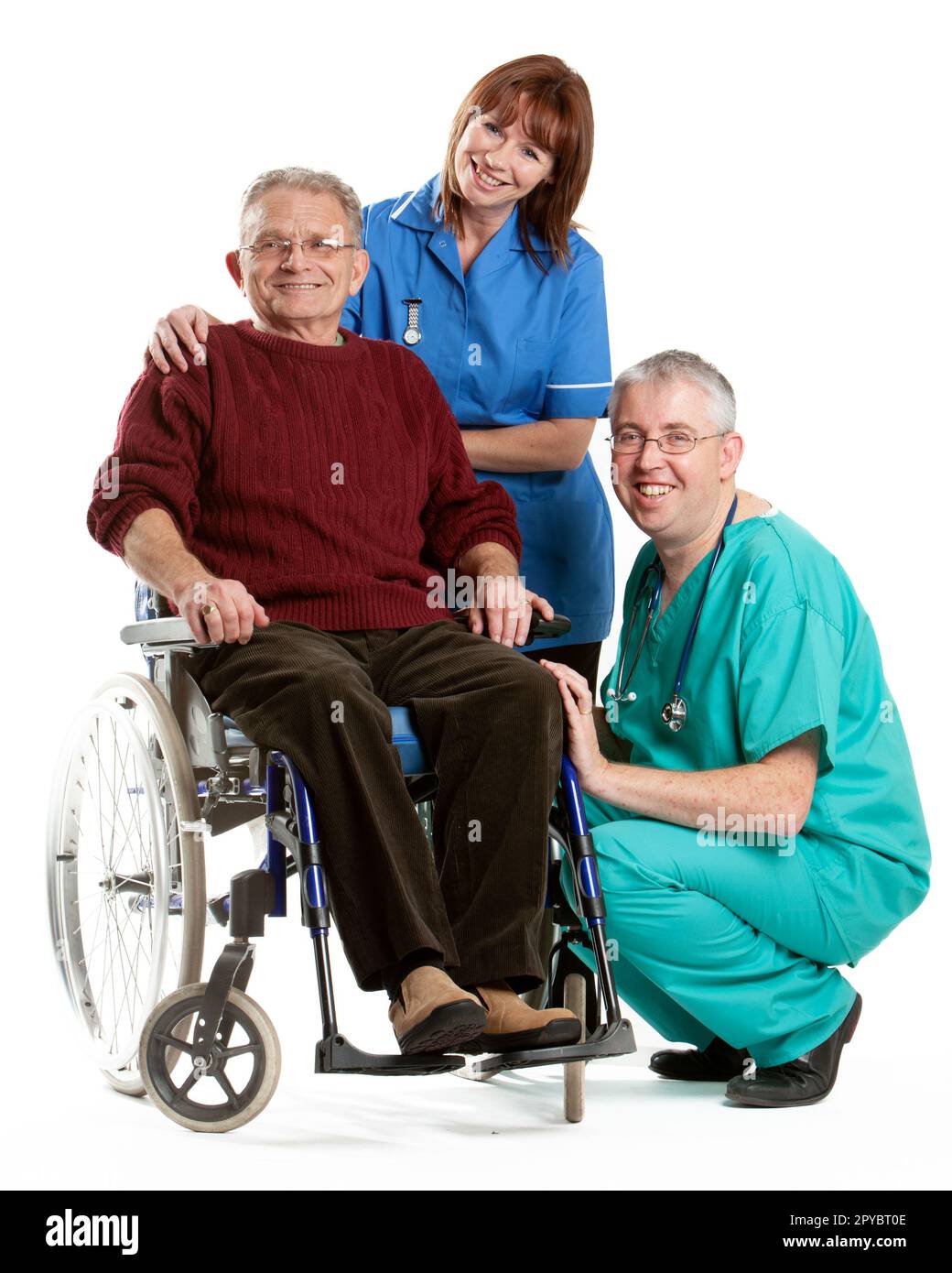 Health Professionals: Wheelchair User. An elderly patient receiving ...