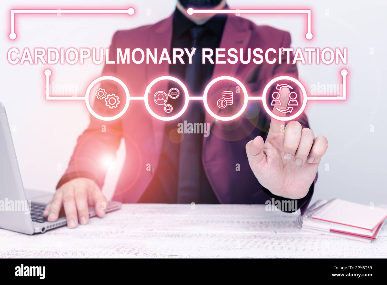 Hand writing sign Cardiopulmonary Resuscitation. Internet Concept ...