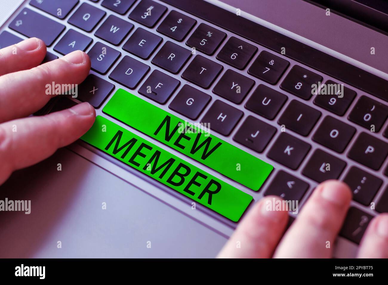 Text sign showing New Member. Word Written on recruiting employee to ...