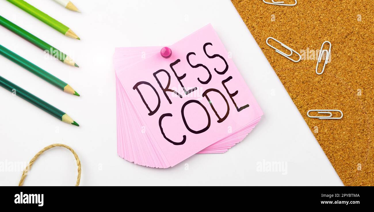 Text caption presenting Dress Code. Internet Concept an accepted way of ...