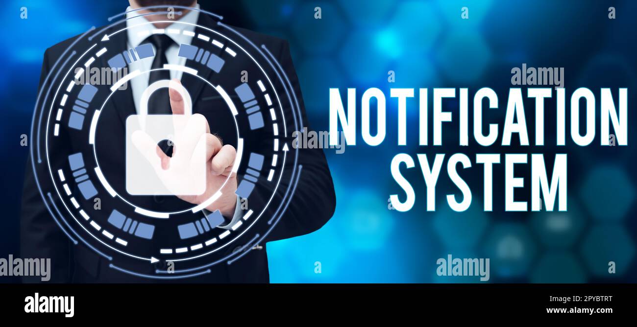 Hand writing sign Notification System. Business showcase Do not forget ...