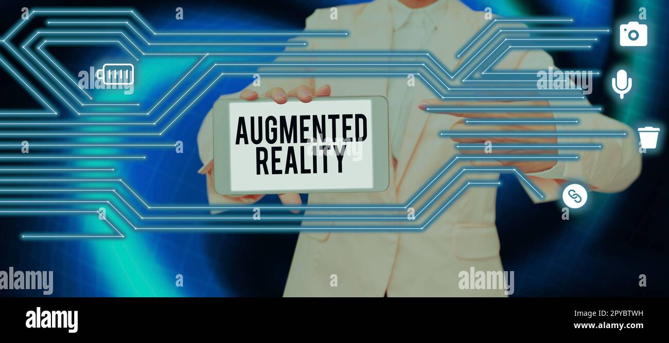 Writing Displaying Text Augmented Reality Business Concept Technology That Imposes Computer