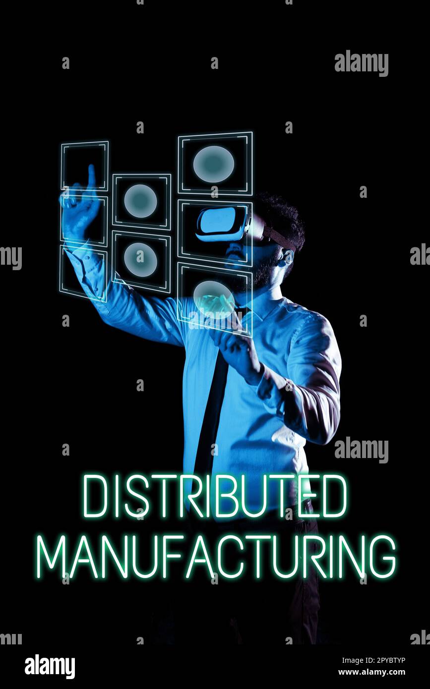 Text showing inspiration Distributed Manufacturing. Concept meaning ...