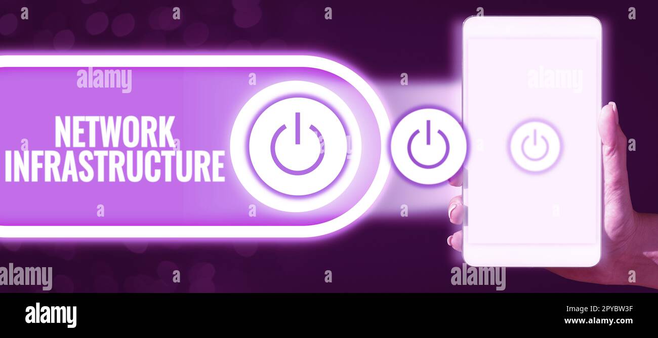 Hand writing sign Network Infrastructure. Business concept Hardware and ...