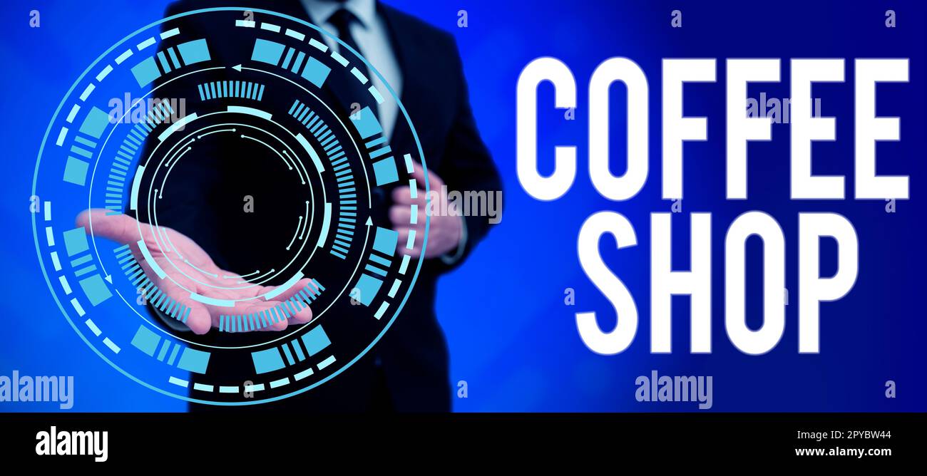 Conceptual caption Coffee Shop. Business concept small informal ...