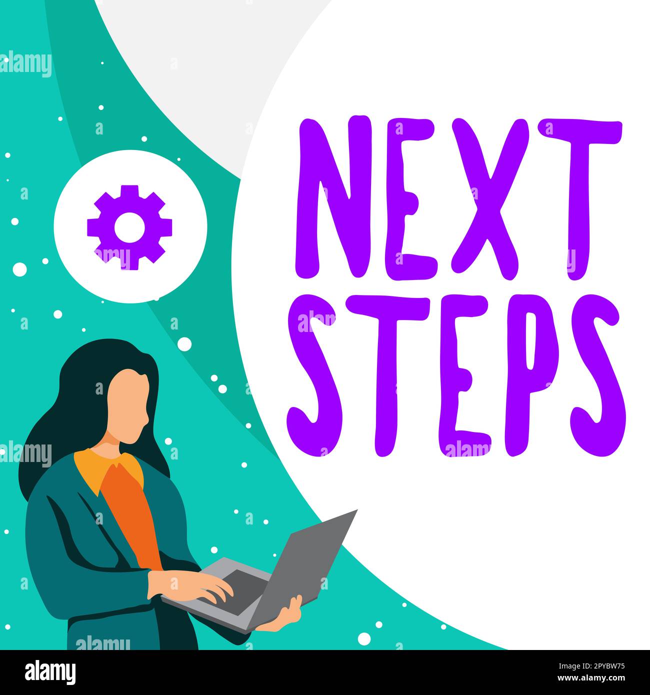 Text sign showing Next Steps. Business overview numper of process going ...