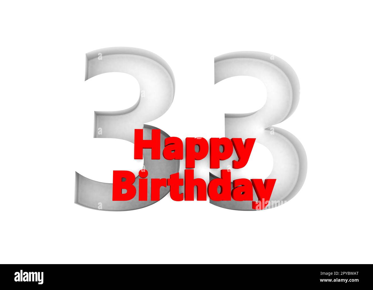 red lettering Happy Birthday with a big relief number behind Stock ...