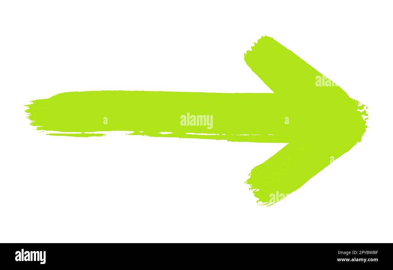 Hand painted arrow with green color showing right - Paintbrush drawing ...