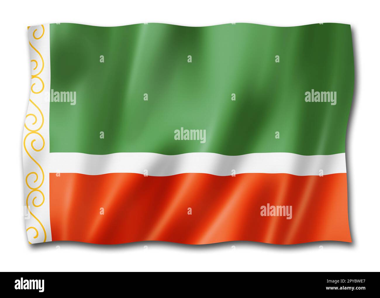 Chechen state - Republic - flag, Russia waving banner collection. 3D ...
