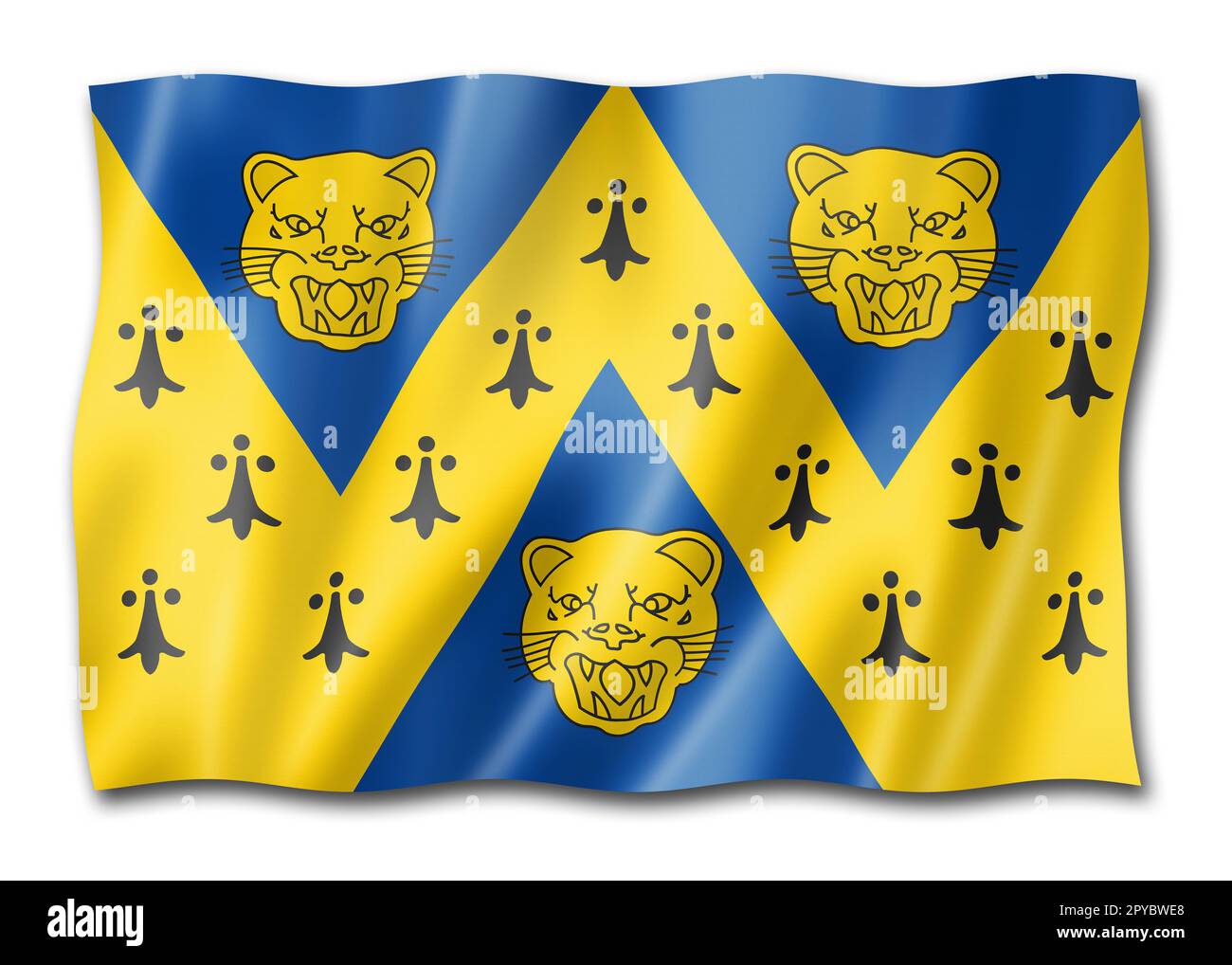 Shropshire County flag, United Kingdom waving banner collection. 3D ...