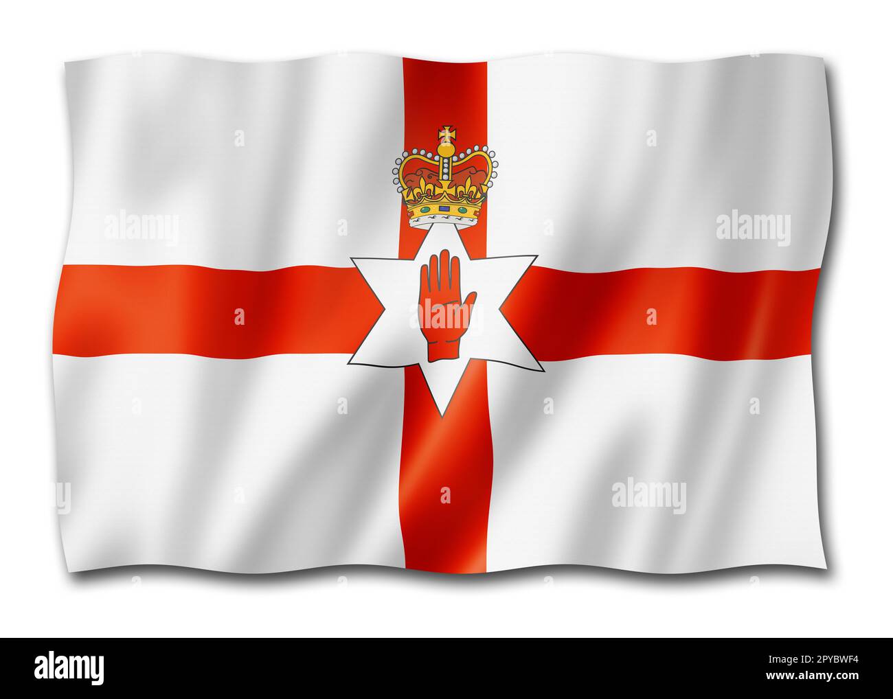 Northern Ireland, Ulster flag, United Kingdom waving banner collection ...
