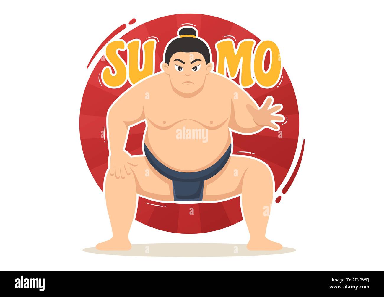 Sumo Wrestler Illustration with Fighting Japanese Traditional Martial ...