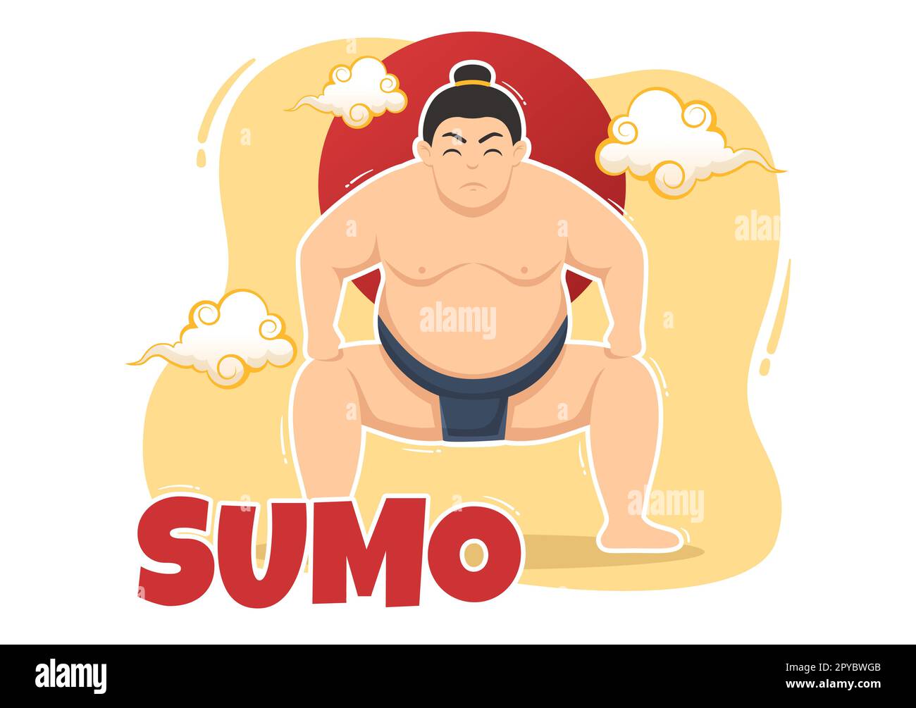 Sumo Wrestler Illustration with Fighting Japanese Traditional Martial ...