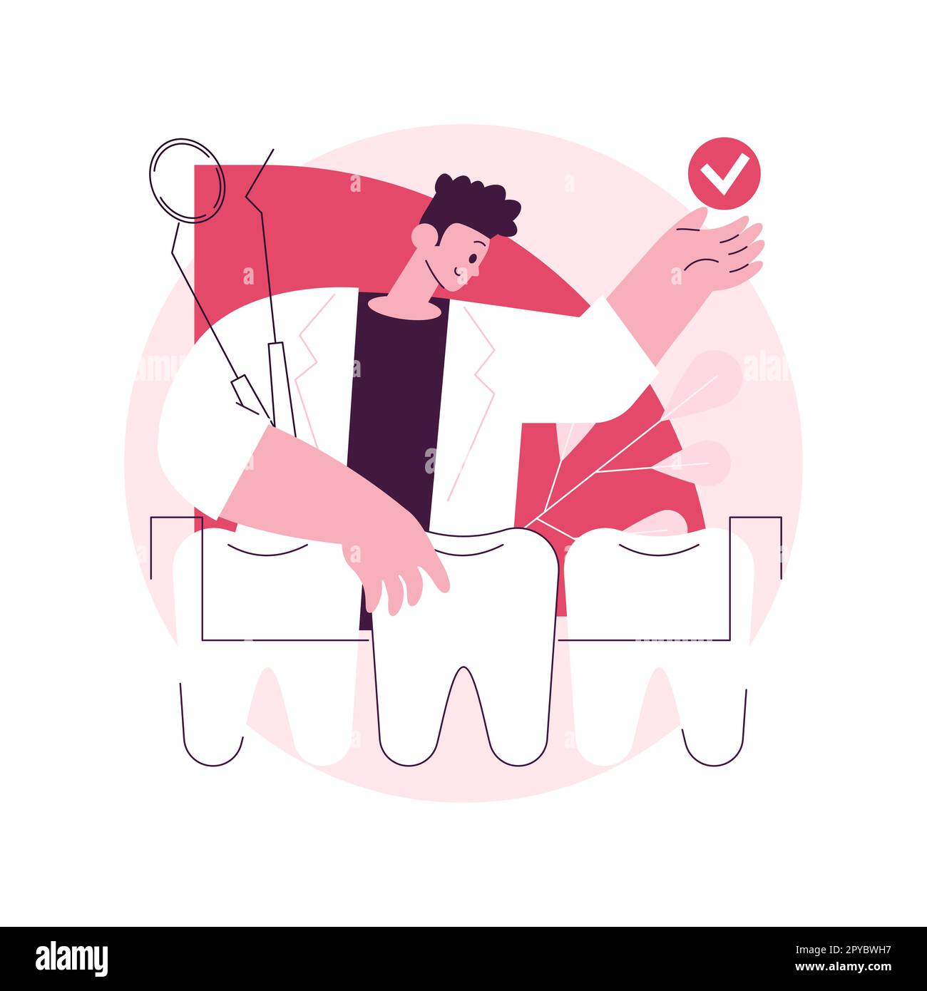 Dental tooth plate abstract concept vector illustration. Single tooth ...